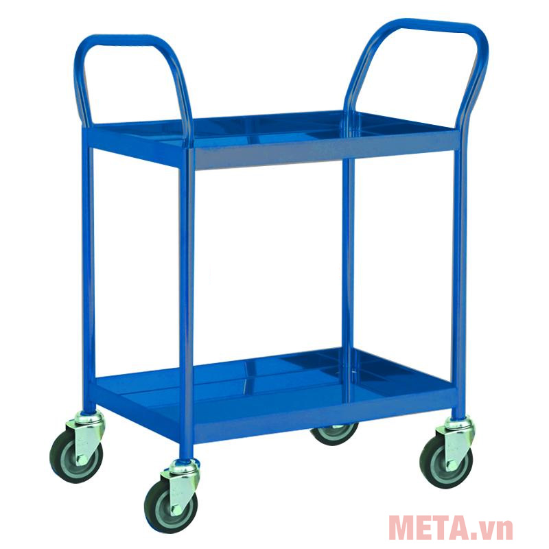 Xe đẩy hàng thép xanh 2 tầng Happy Move 100kg - META.vn