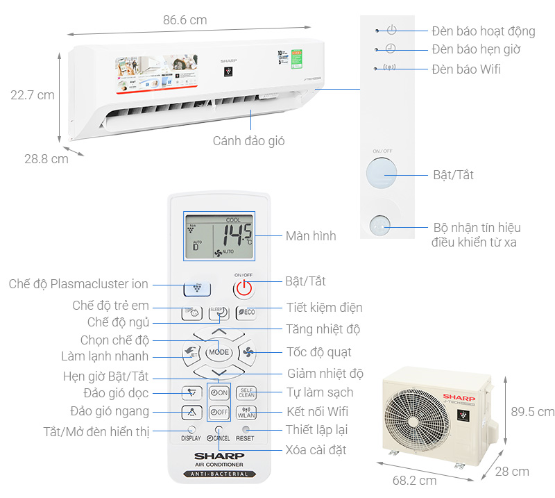 Máy lạnh Sharp Inverter 1HP AH-X10ZEW - META.vn