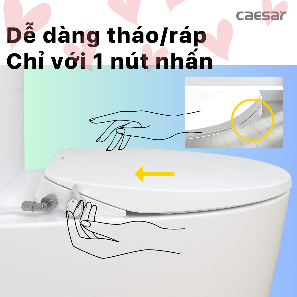 Nắp bồn cầu cơ thông minh Caesar TAF060 - META.vn