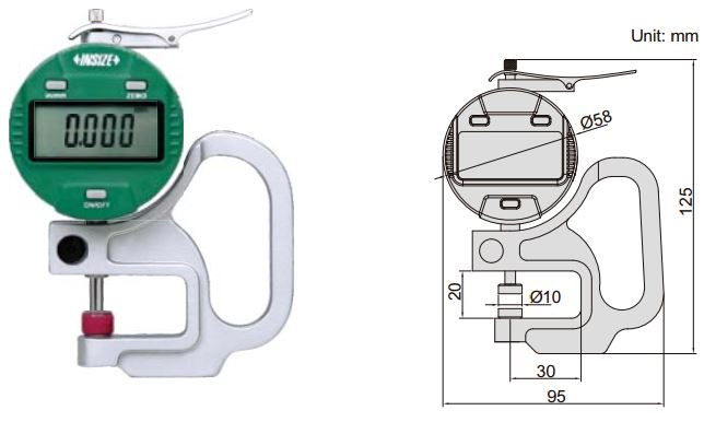 Đồng hồ đo độ dày điện tử Insize 2871-101 - META.vn